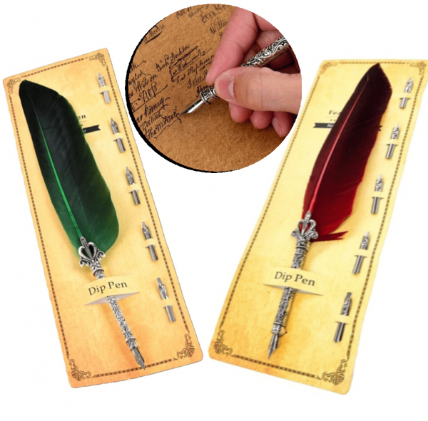 Federstift Dip Pen Stift 5 Stiftspitzen Feder Füller Schreibfeder Rot Grün